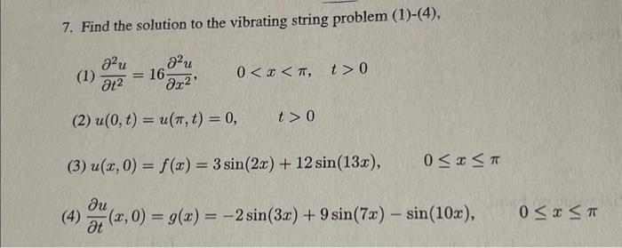Solved 7 Find The Solution To The Vibrating String Problem 
