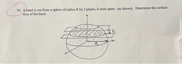 Solved 10. A band is cut from a sphere of radius R by 2 | Chegg.com