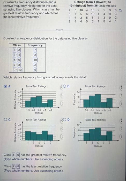 Solved Construct a frequency distribution and a relative | Chegg.com