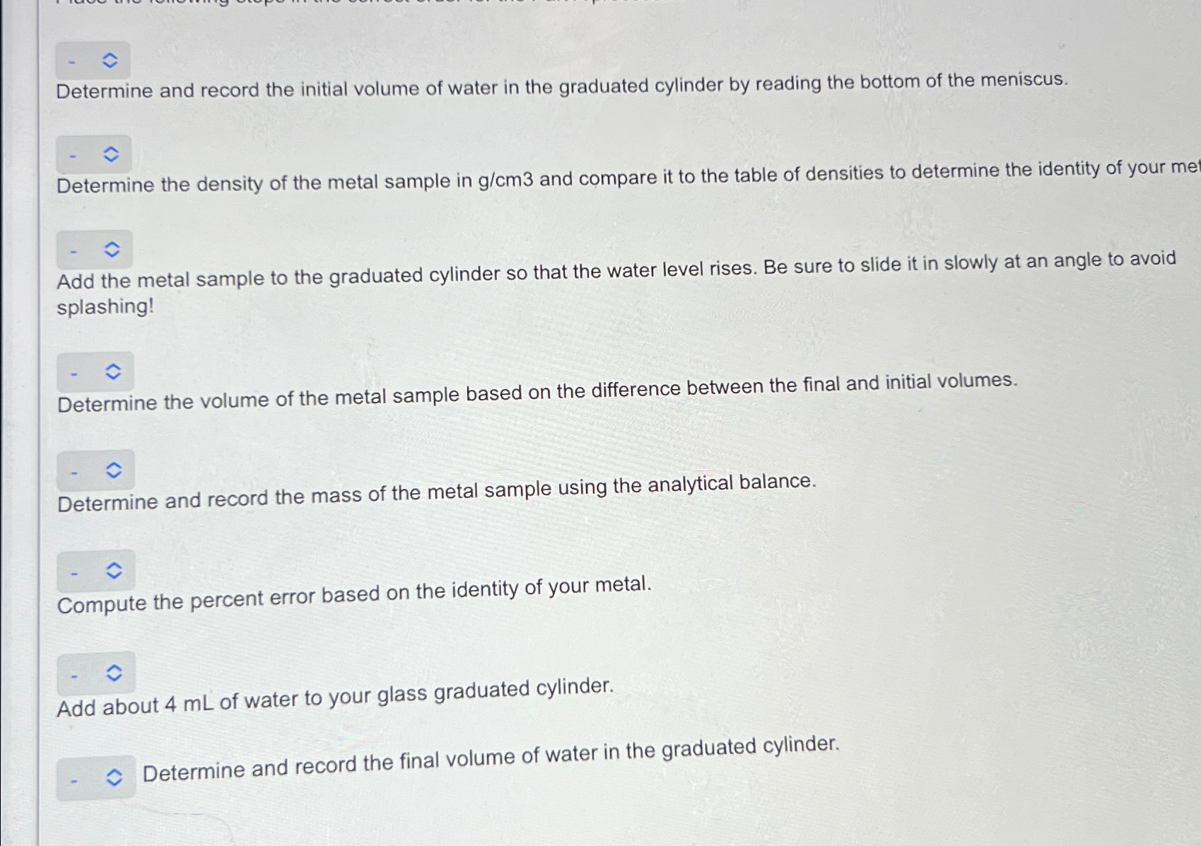 Solved Determine and record the initial volume of water in | Chegg.com