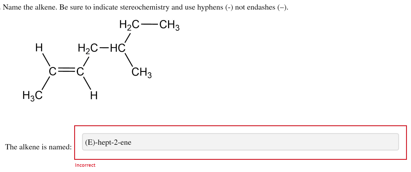 Solved Name the alkene. Be sure to indicate stereochemistry | Chegg.com