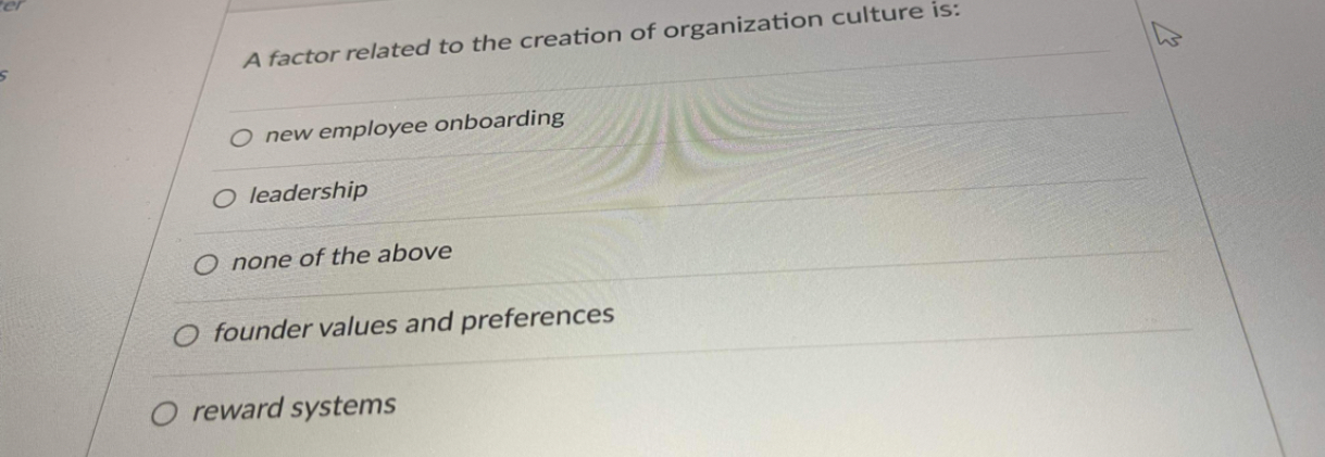 Solved A factor related to the creation of organization | Chegg.com