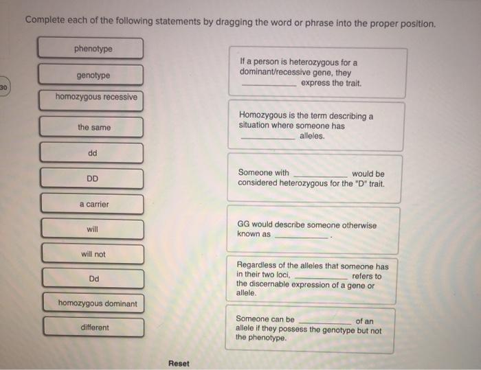 Solved Complete each of the following statements by dragging | Chegg.com