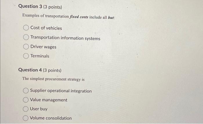 Solved Examples of transportation fixed costs include all | Chegg.com