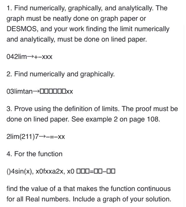 1. Find numerically, graphically, and analytically. | Chegg.com