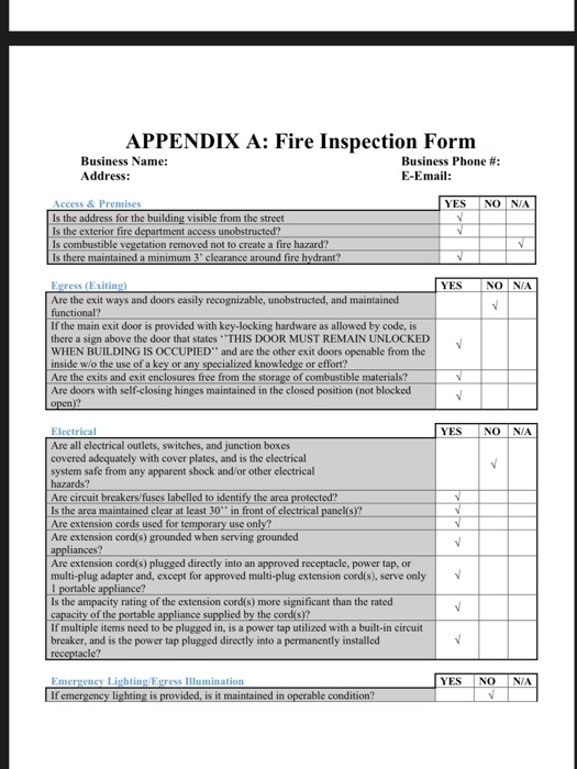 Fire Inspection Form Template