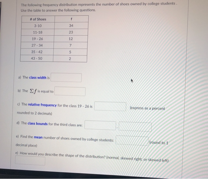 Solved The following frequency distribution represents the | Chegg.com Solved The following frequency distribution represents the | Chegg.com