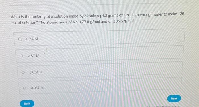 Solved What is the molarity of a solution made by dissolving | Chegg.com