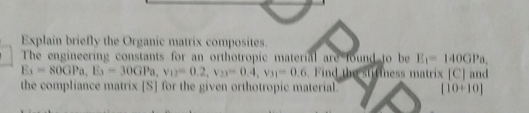 Solved Explain bricfly the Organie maitix composites. The | Chegg.com