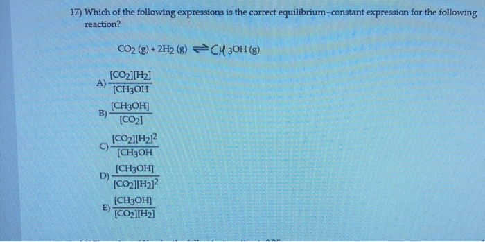 Solved 17) Which of the following expressions is the correct | Chegg.com