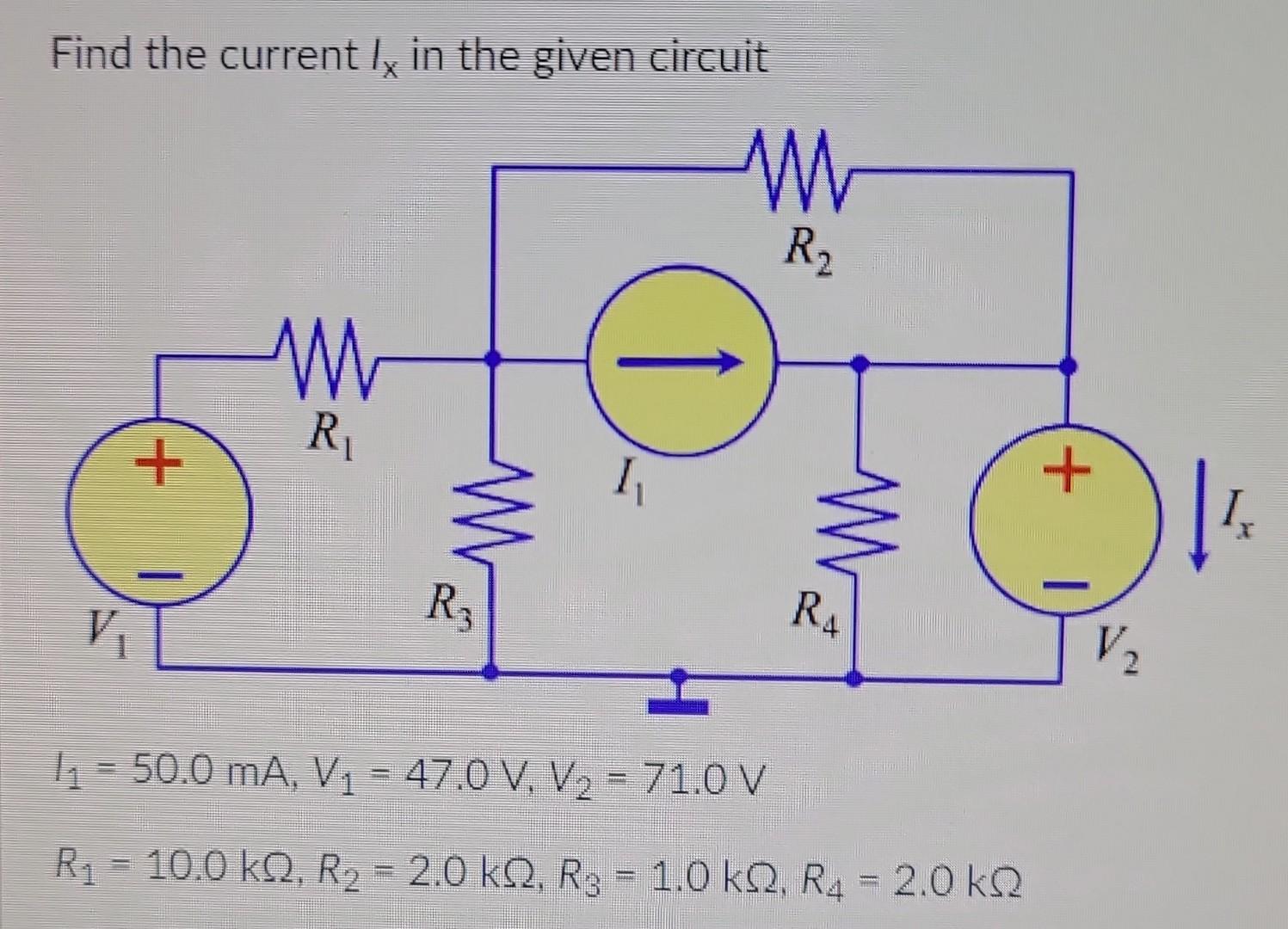 Solved Find the current Ix in the given circuit I1=50.0 | Chegg.com