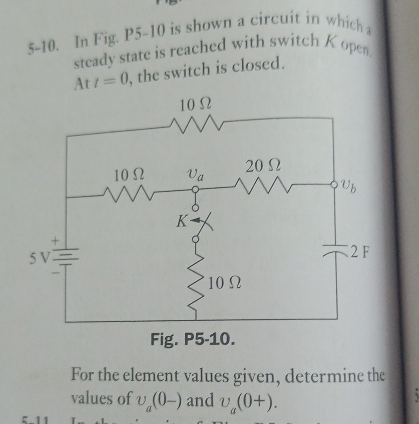 Solved 5-10. ﻿In Fig. P5-10 ﻿is shown a circuit in which a | Chegg.com