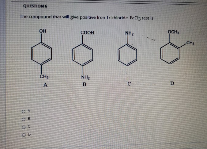 Solved QUESTION 6 The compound that will give positive Iron | Chegg.com