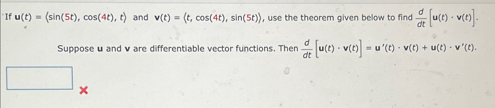 Solved If u(t)=(:sin(5t),cos(4t),t:) ﻿and | Chegg.com