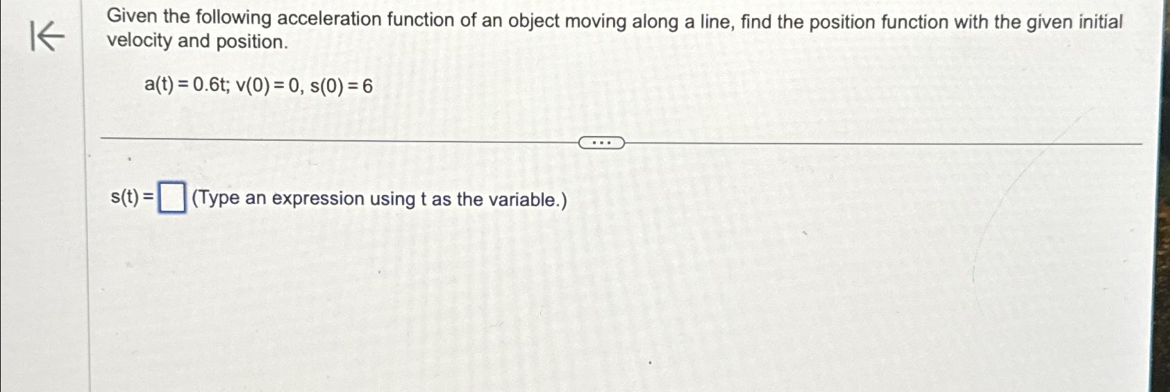 Solved Given The Following Acceleration Function Of An