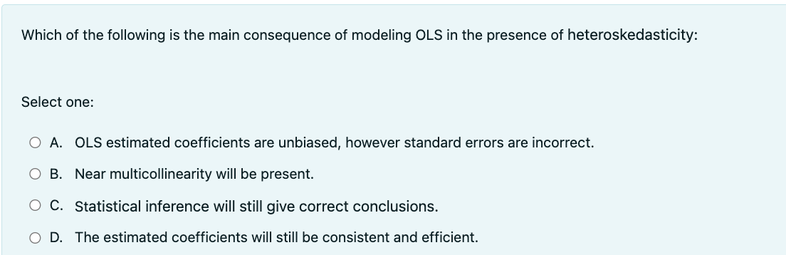 Solved Which of the following is the main consequence of | Chegg.com
