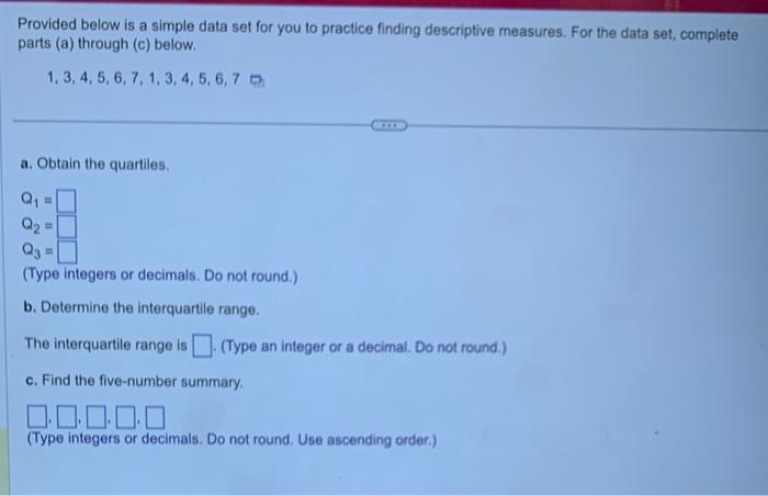 Solved Provided below is a simple data set for you to | Chegg.com