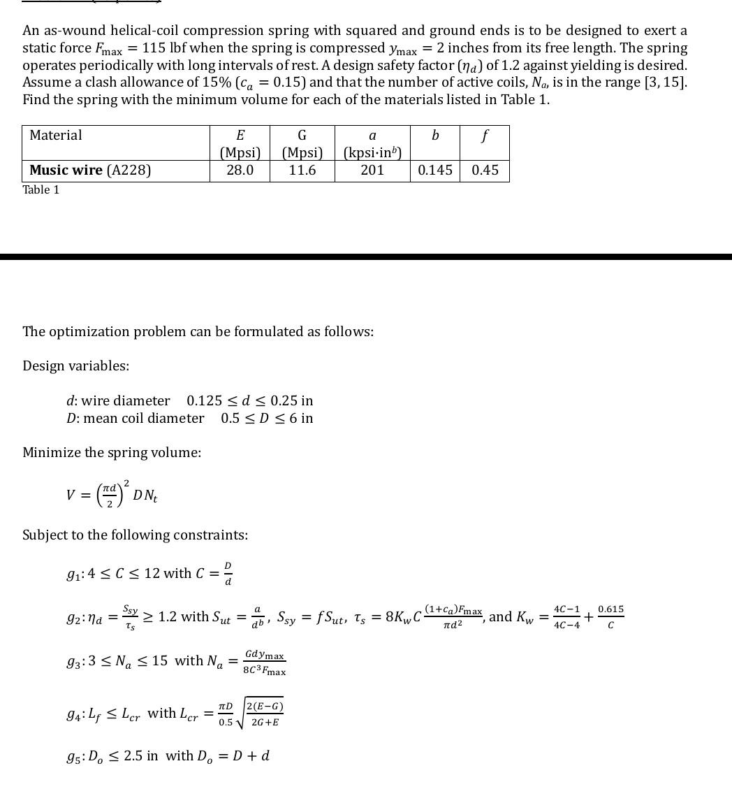Solved An as-wound helical-coil compression spring with | Chegg.com