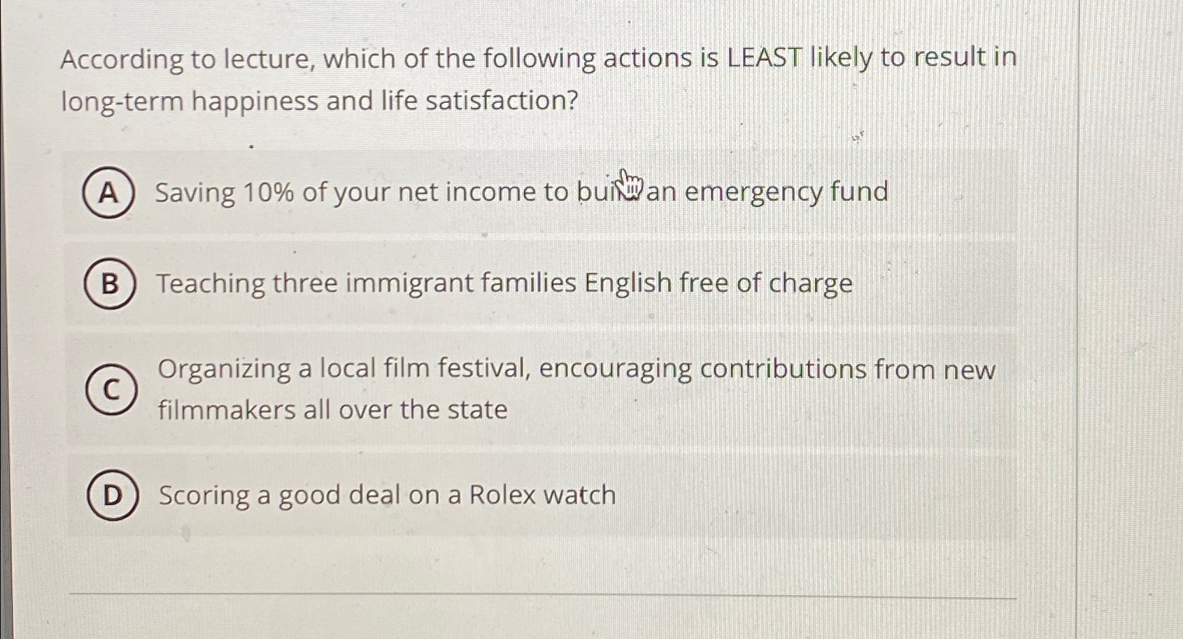 Solved According to lecture, which of the following actions | Chegg.com