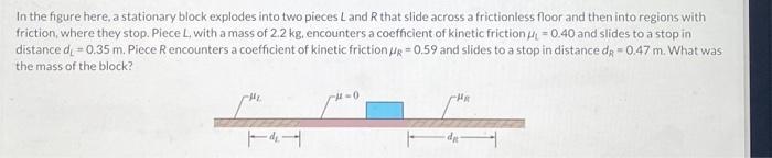 Solved In the figure here, a stationary block explodes into | Chegg.com