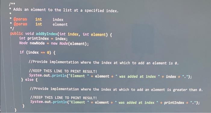 Solved need help in java//provide implemetation where the | Chegg.com
