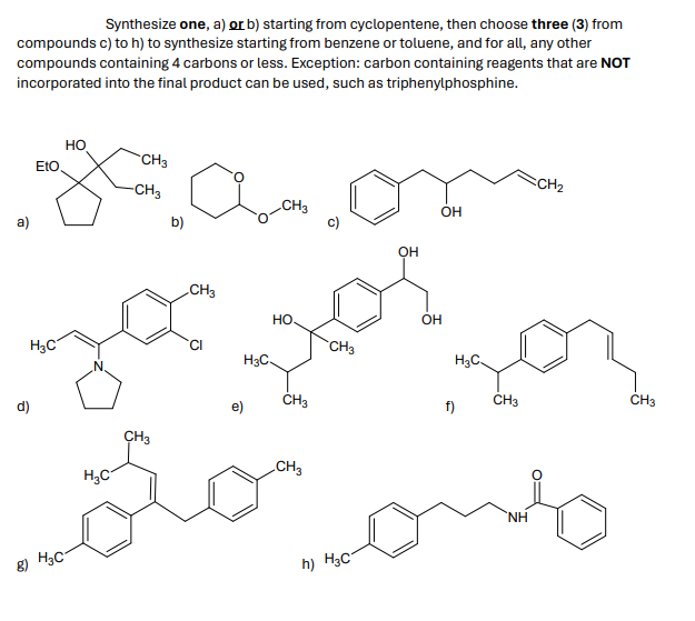 Solved Synthesize one, a) ﻿or b) ﻿starting from | Chegg.com