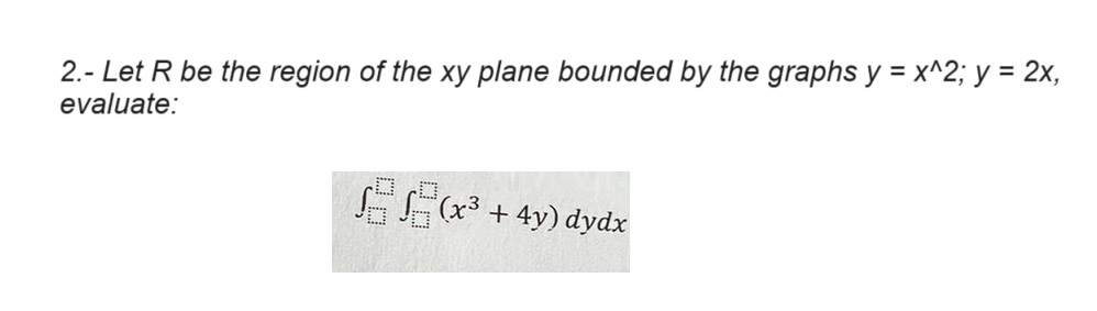 Solved 2.- ﻿Let R ﻿be the region of the xy ﻿plane bounded by | Chegg.com