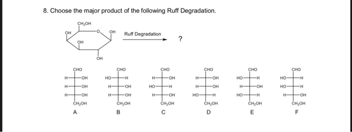 Solved 8. Choose the major product of the following Ruff | Chegg.com ...