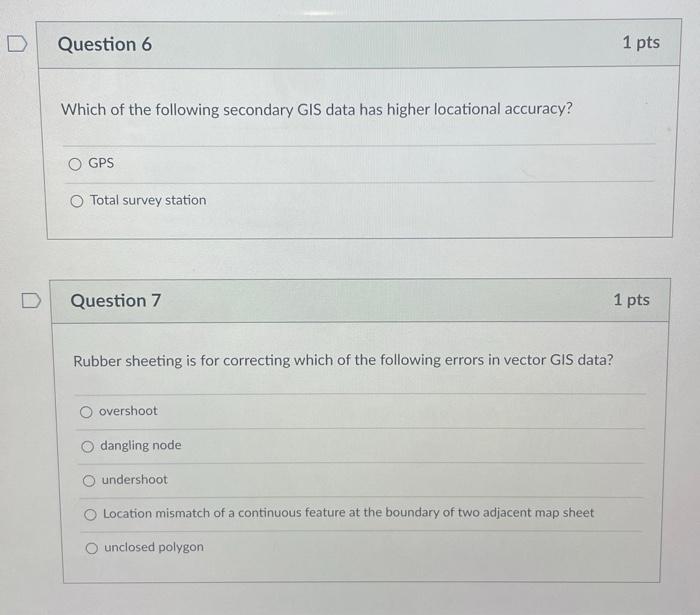 Solved Which of the following secondary GIS data has higher | Chegg.com