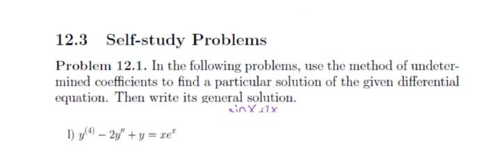Solved 12.3 Self-study Problems Problem 12.1. In the | Chegg.com