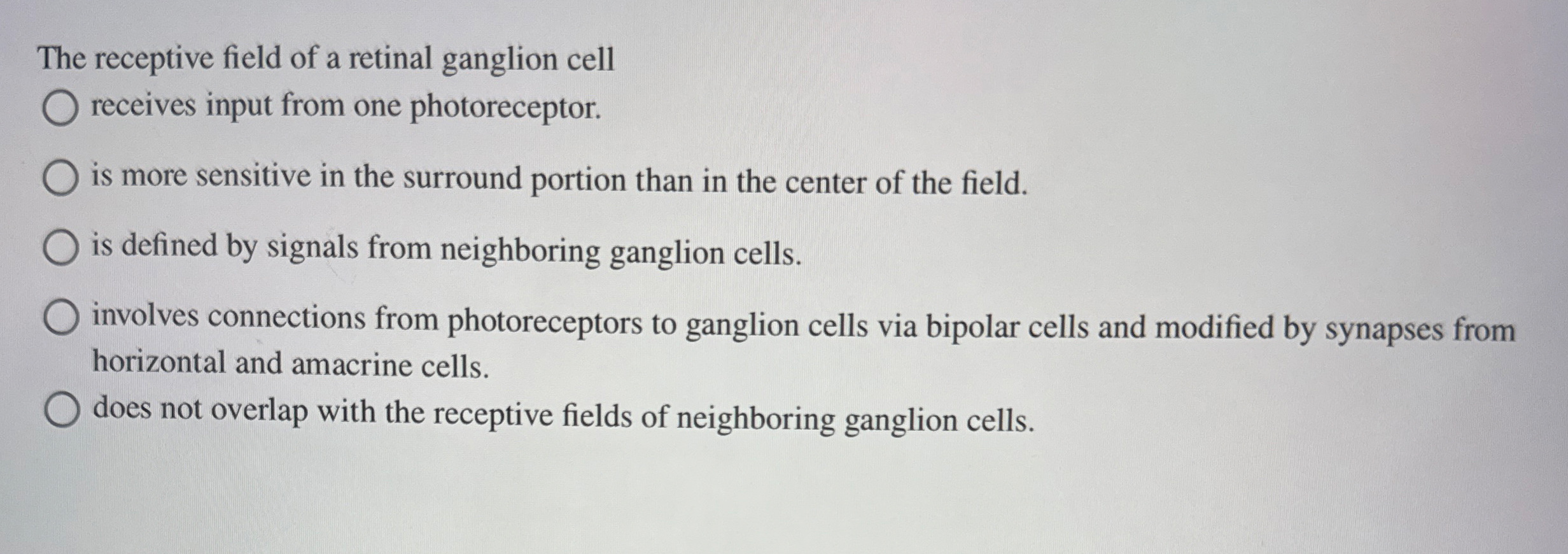 High Quality SOLUTION The receptive field of a retinal ganglion | Chegg.com
