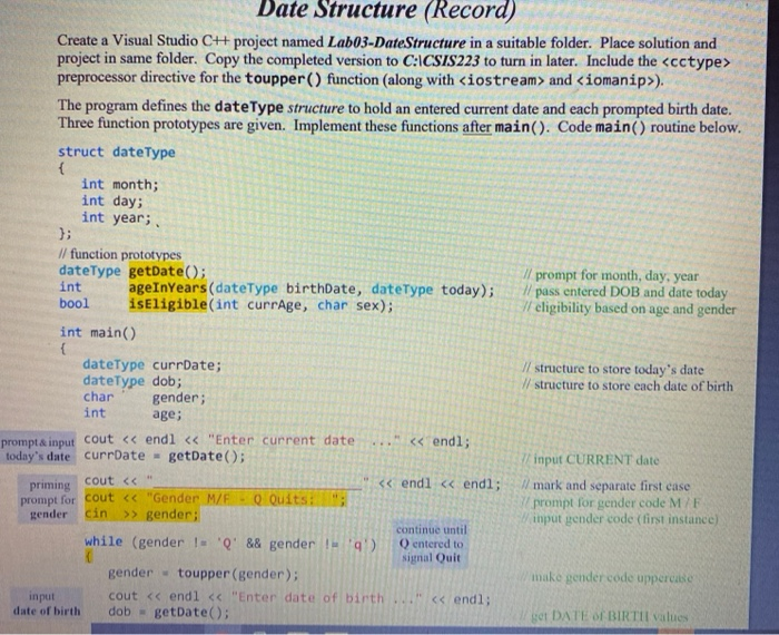 Solved Date Structure (Record) Create a Visual Studio CH | Chegg.com