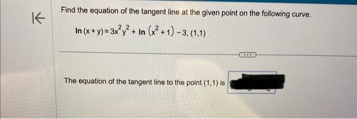 Solved Find the equation of the tangent line at the given | Chegg.com