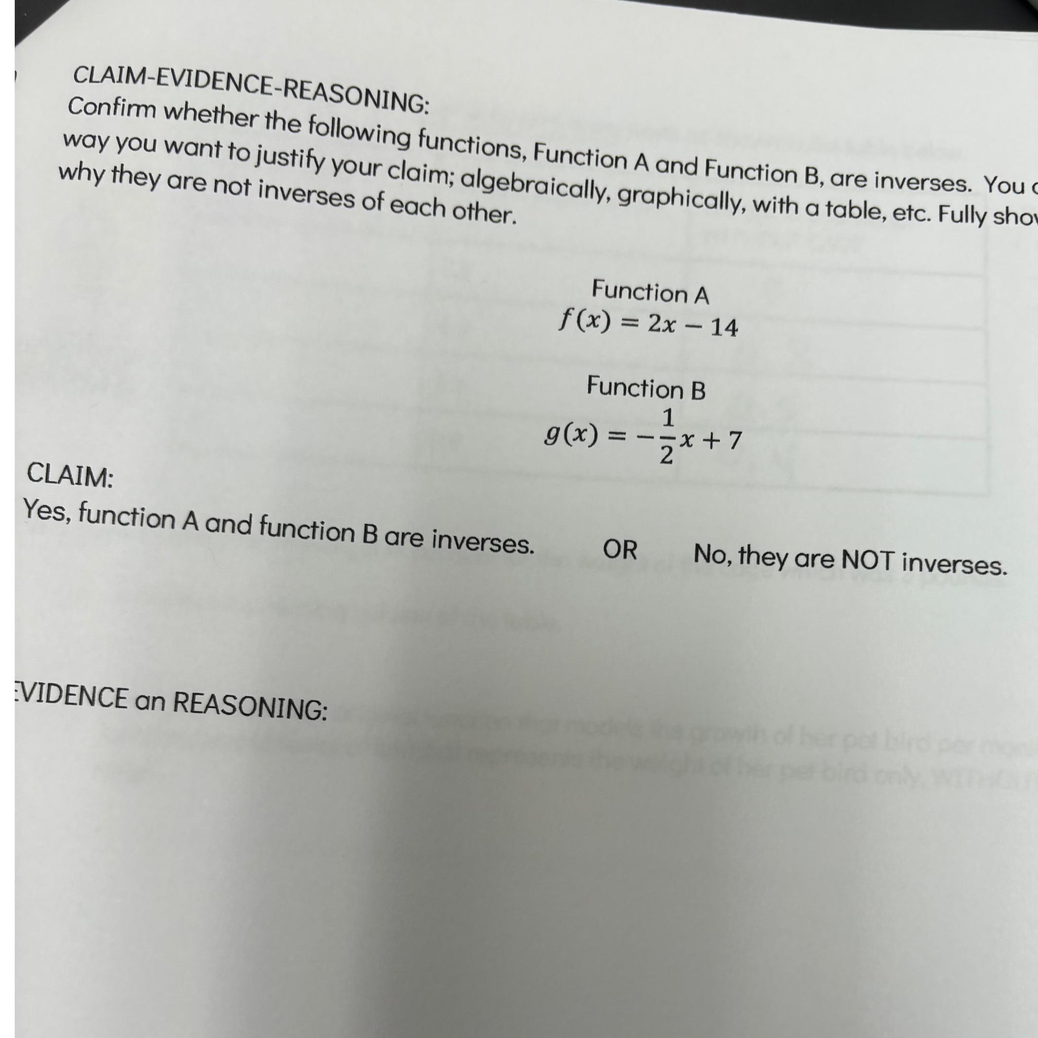 Solved CLAIM-EVIDENCE-REASONING:Confirm whether the | Chegg.com
