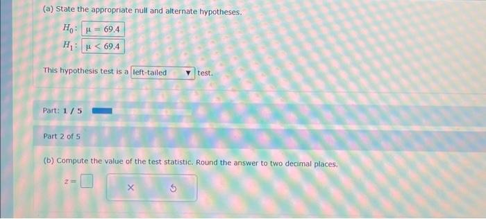 Solved (a) State the appropriate null and alternate | Chegg.com