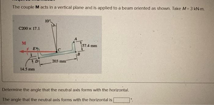 Solved Required information The couple M=18kN⋅m acts in a | Chegg.com