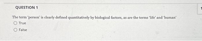 QUESTION 1 The term 'person' is clearly defined | Chegg.com