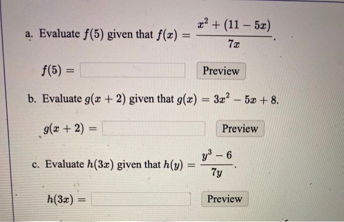 Solved a. Evaluate f(5) given that f(x) x² + (11 - 5x) 72 | Chegg.com