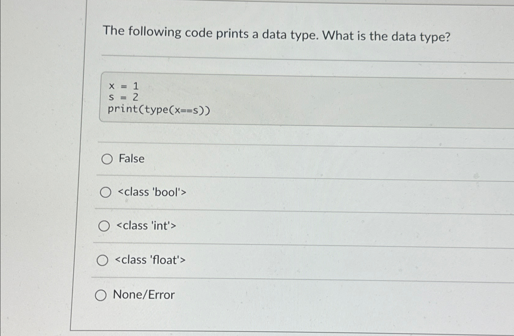 Solved The following code prints a data type. What is the | Chegg.com