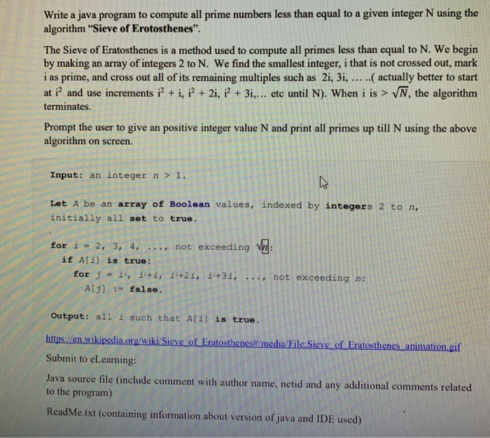 Solved Write a java program to compute all prime numbers | Chegg.com