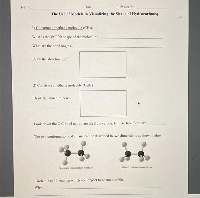 Solved 1) Construct a methane molecule (CH4).What is the | Chegg.com