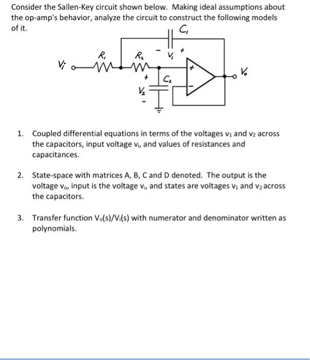Consider the Sallen-Key circuit shown below. Making | Chegg.com