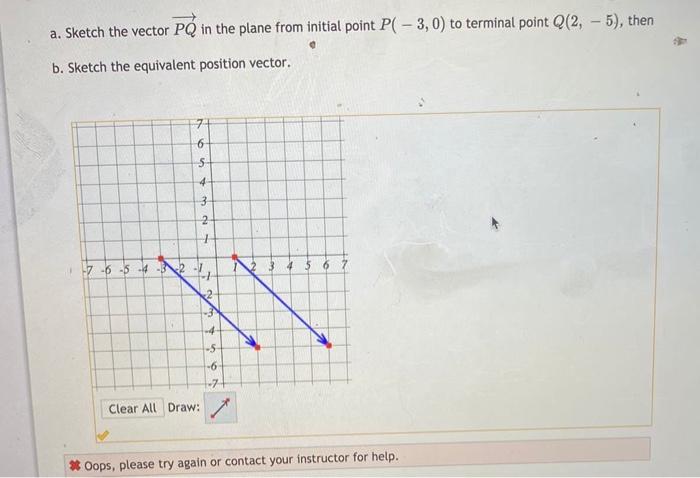Solved a. Sketch the vector PQ in the plane from initial | Chegg.com