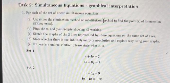Solved Task 2: Simultaneous Equations - graphical | Chegg.com