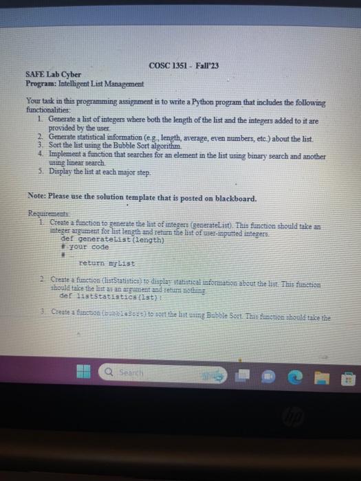 Solved COSC 1351 - Fall'23 SAFE Lab Cyber Program: | Chegg.com