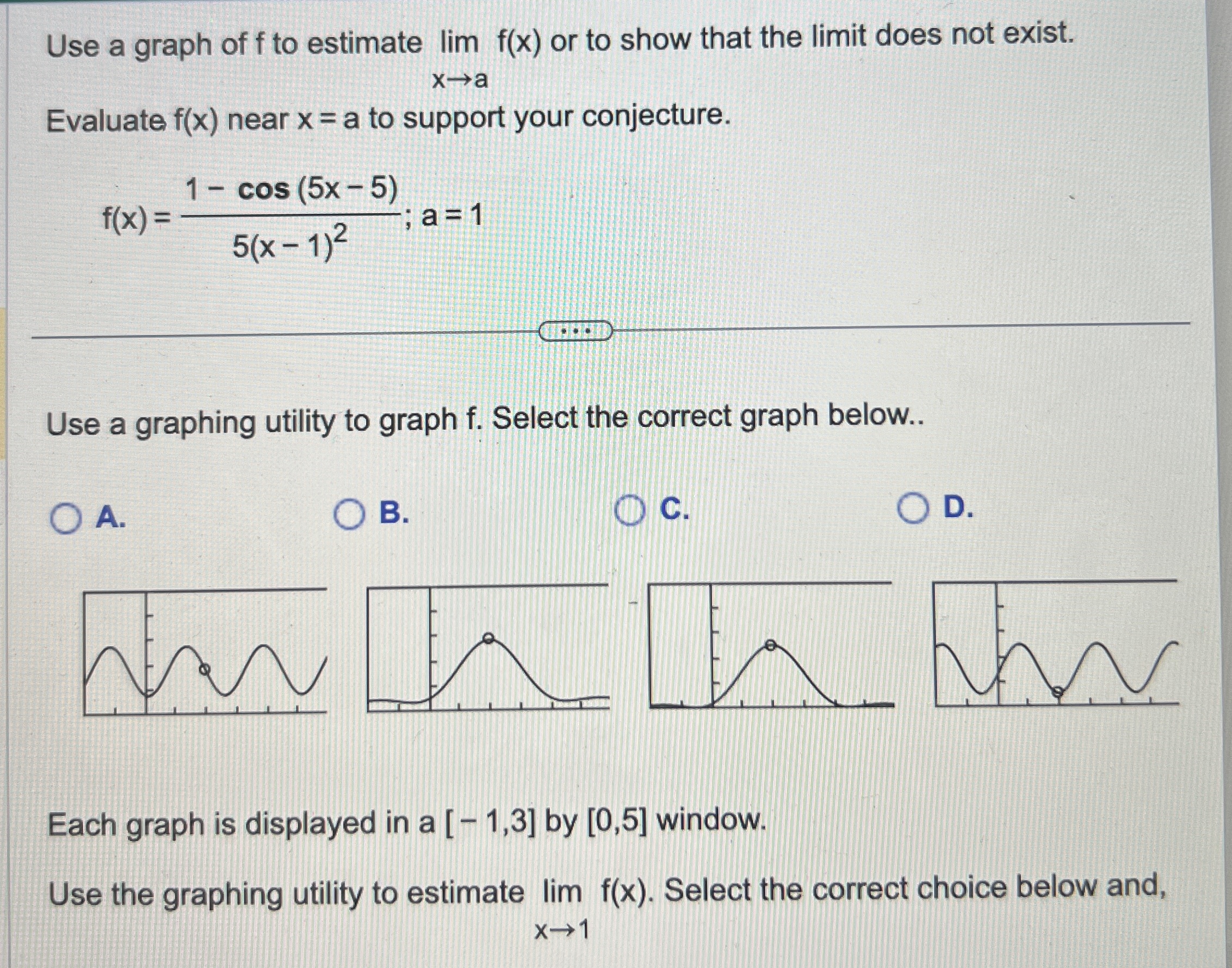 Solved Use a graph of f ﻿to estimate lim?f(x) ﻿or to show | Chegg.com