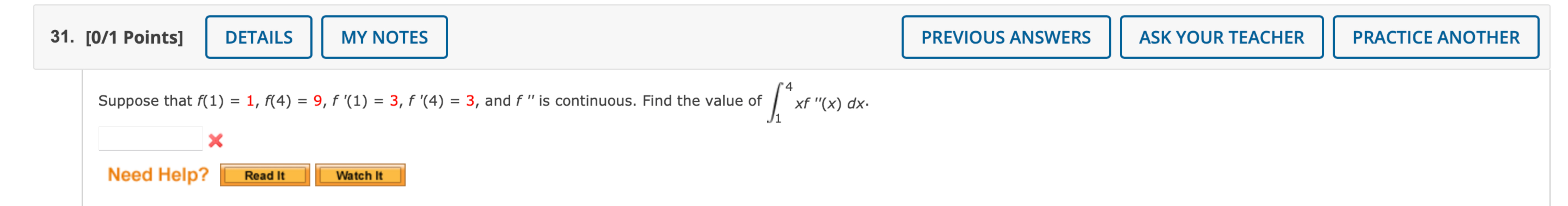 Solved Suppose that f(1)=1,f(4)=9,f'(1)=3,f'(4)=3, ﻿and f'' | Chegg.com