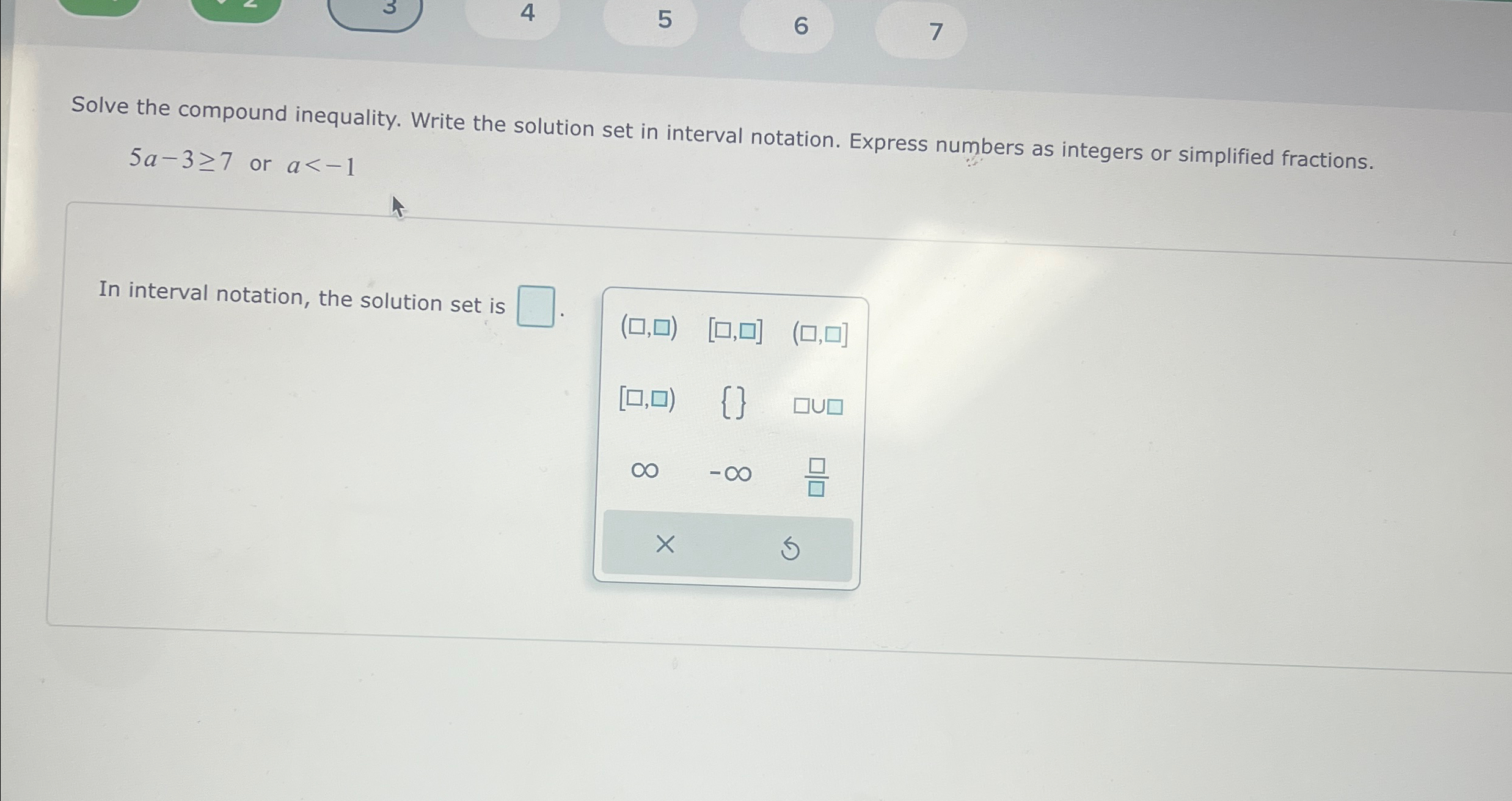 Solved Solve the compound inequality. Write the solution set | Chegg.com