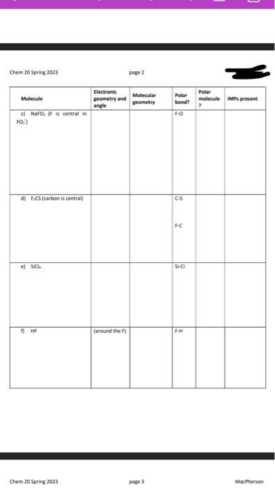 Solved Chem 20 Spring 2023 page 2 | Chegg.com
