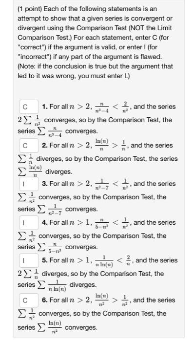 Solved (1 point) Each of the following statements is an | Chegg.com